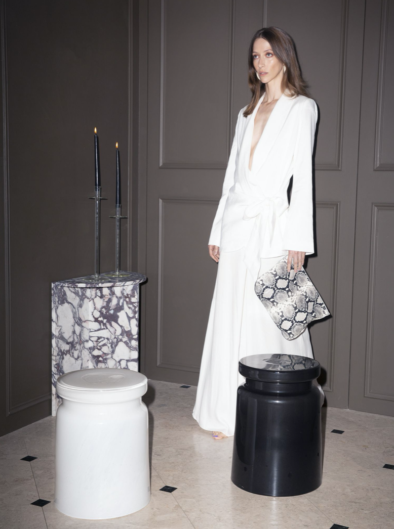 Antony Todd X Rachael Ruddick glass stool white.